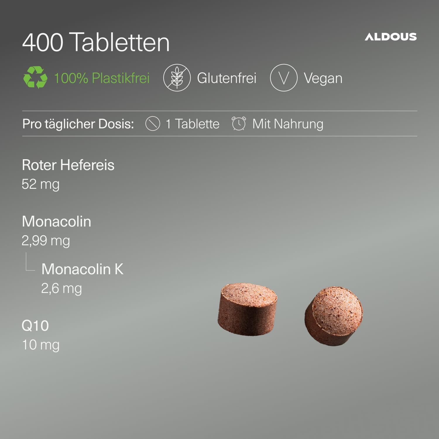Aldous Fermentierter Roter Reis mit Q10 Tabletten 400 St - Shop Apotheke