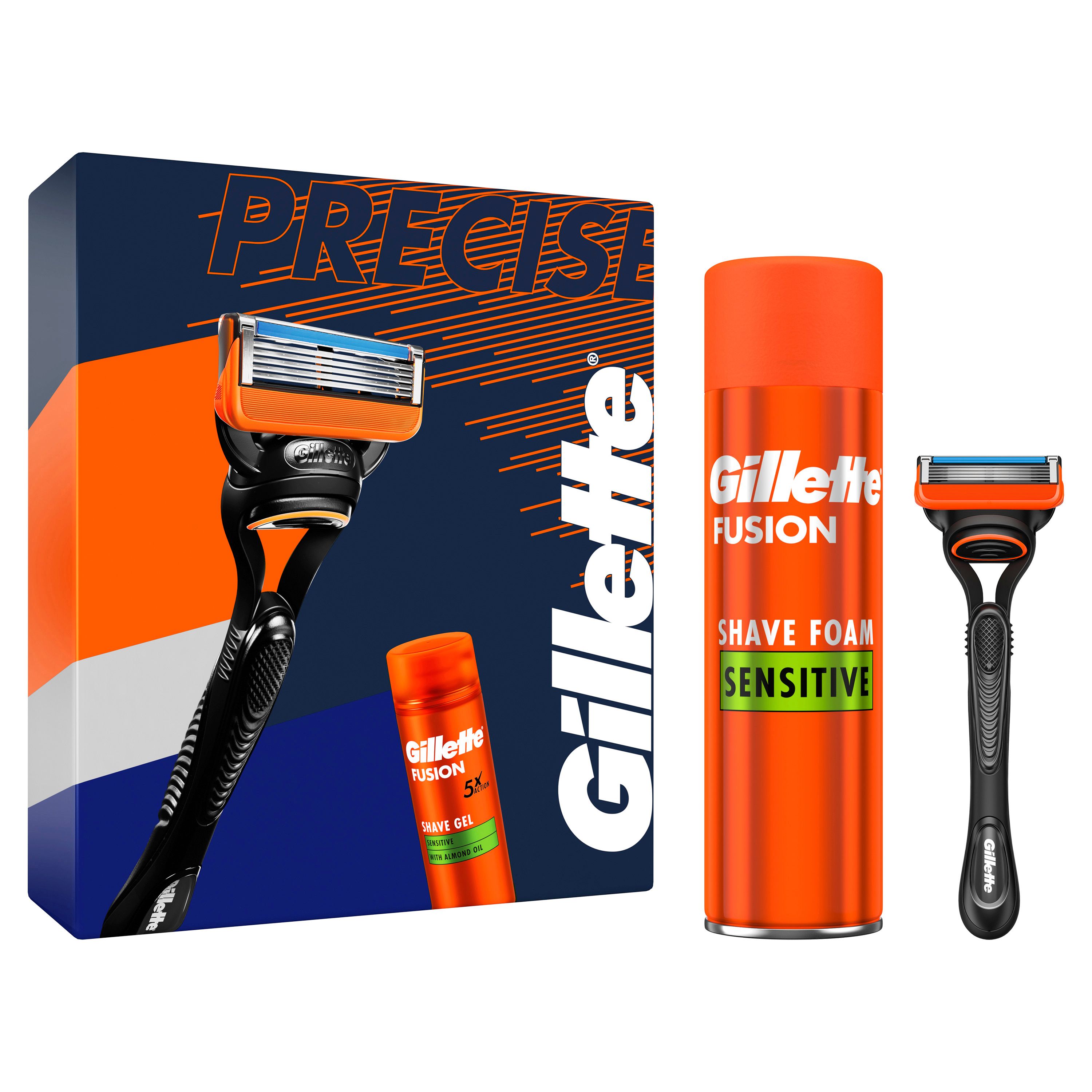 Gillette - Geschenkset "Fusion5" inkl. 200ml Sensitive Rasiergel 1 St ...