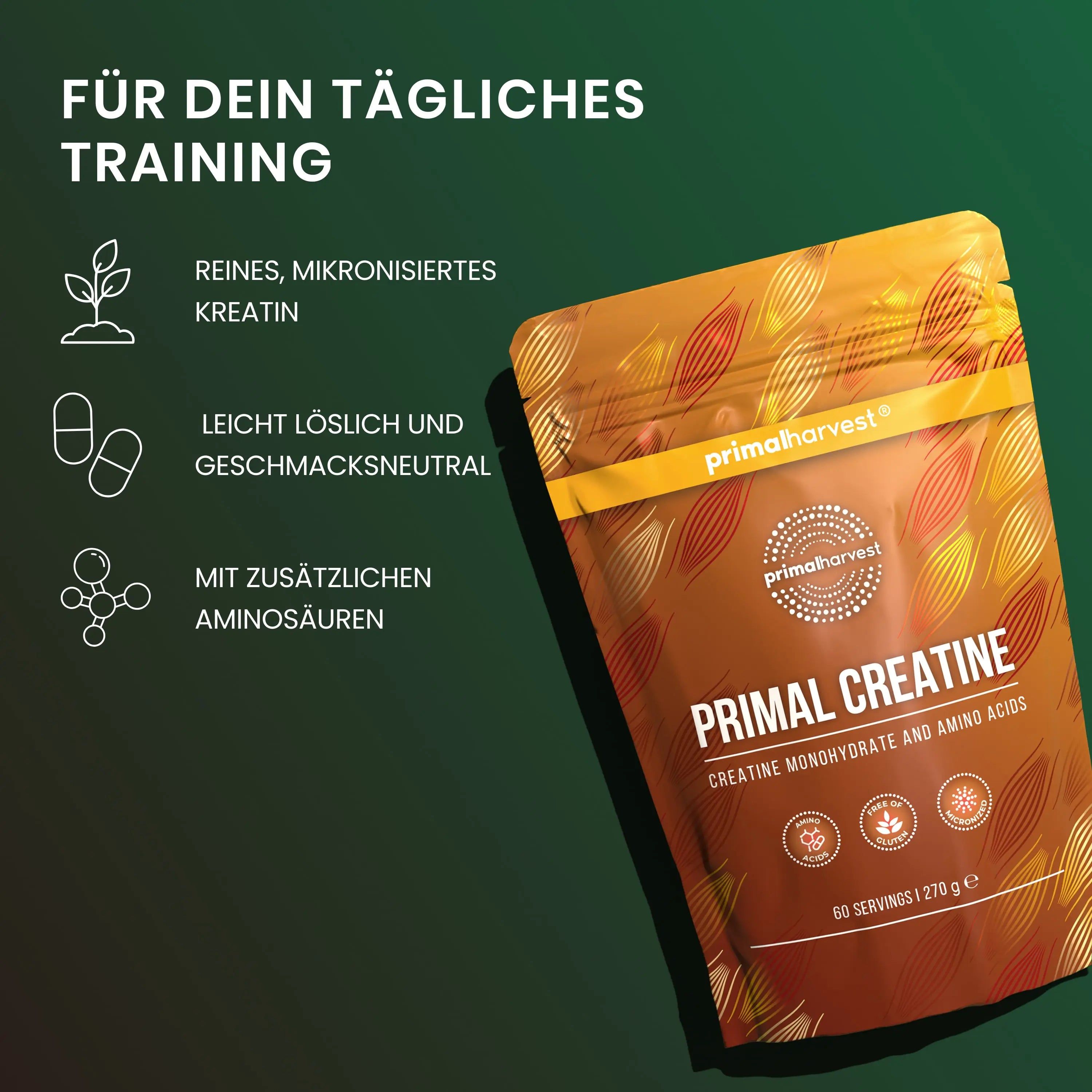 Primal Harvest Creatine (270 g) – Creatinmonohydrat mit Aminosäuren 300 ...
