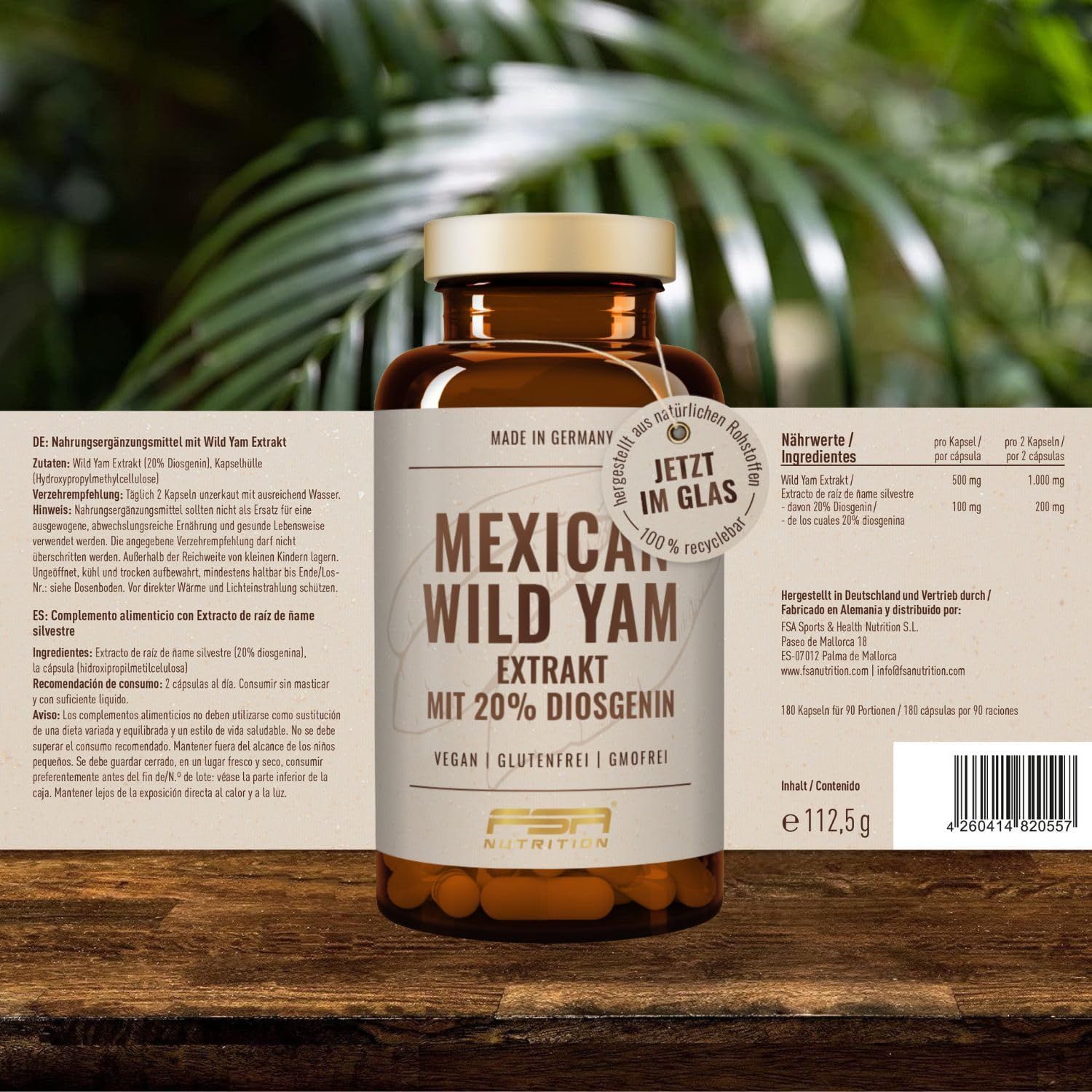 FSA NUTRITION Mexican Wild Yams Extrakt mit 20% Diosgenin 112,5 g ...